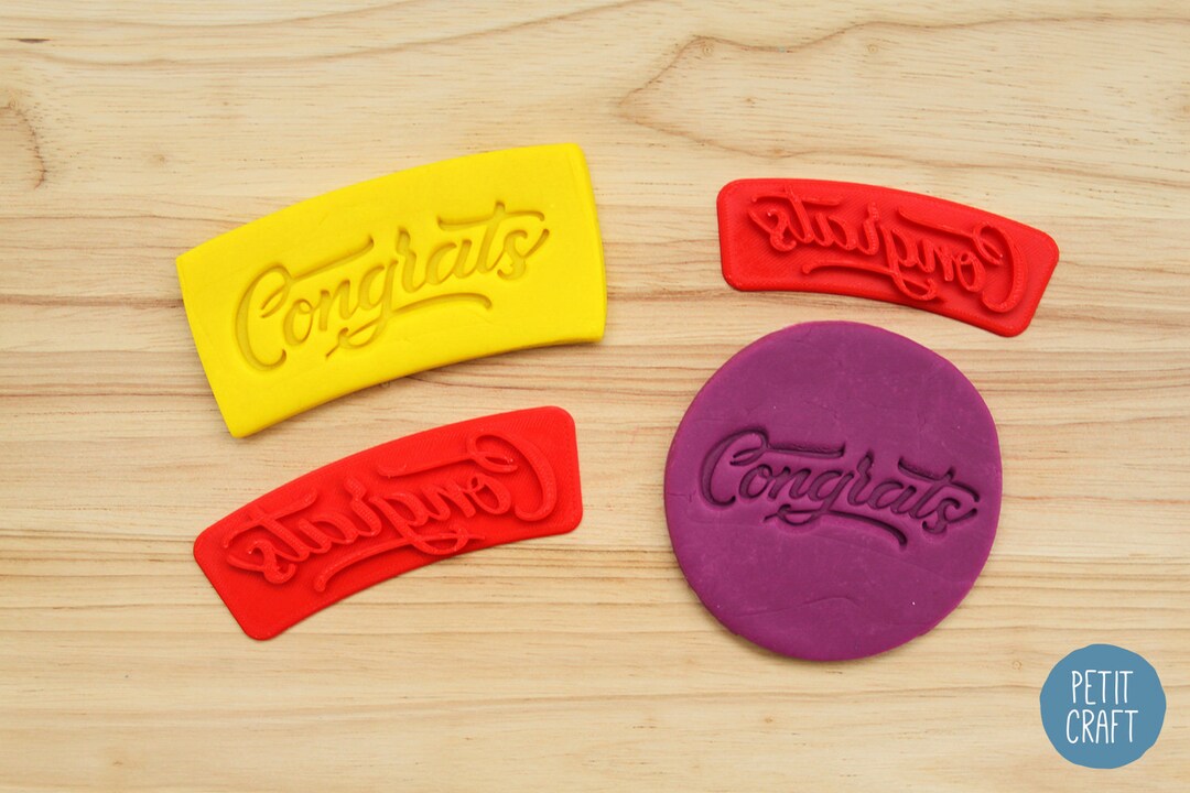 Congrats | Script Cookie and Fondant Stamps - Etsy