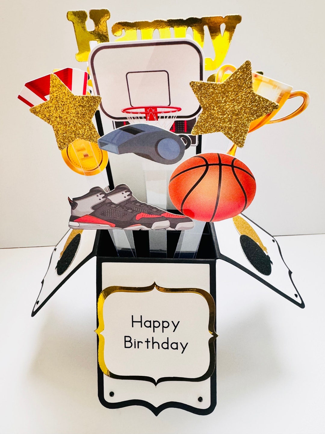 Basketball Themed Birthday Box/pop up Card - Etsy