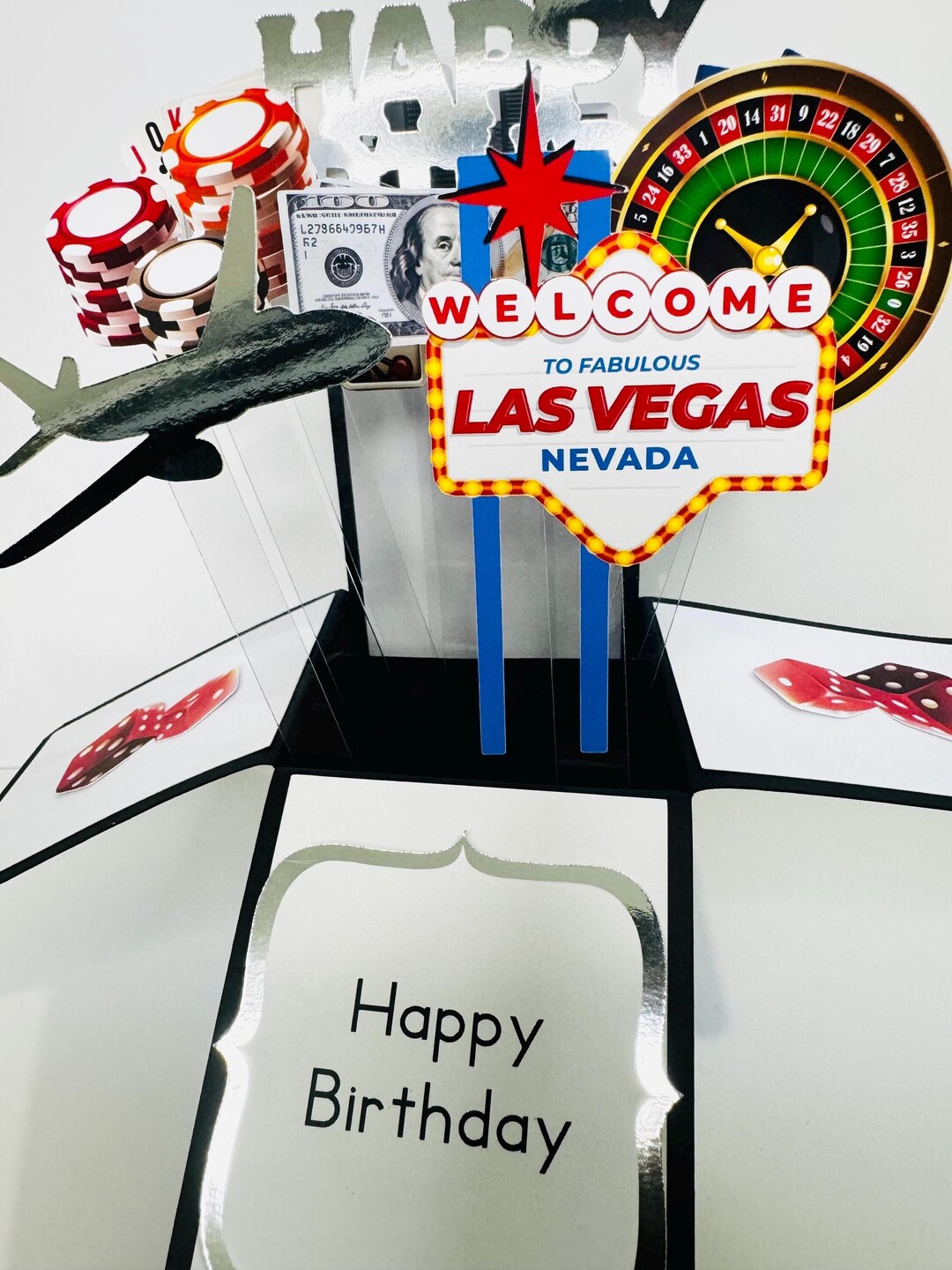 Las Vegas Card in a Box/3d Card - Etsy