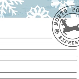Printable Christmas Writing Paper – Blue Snowflake Holiday Stationery ...