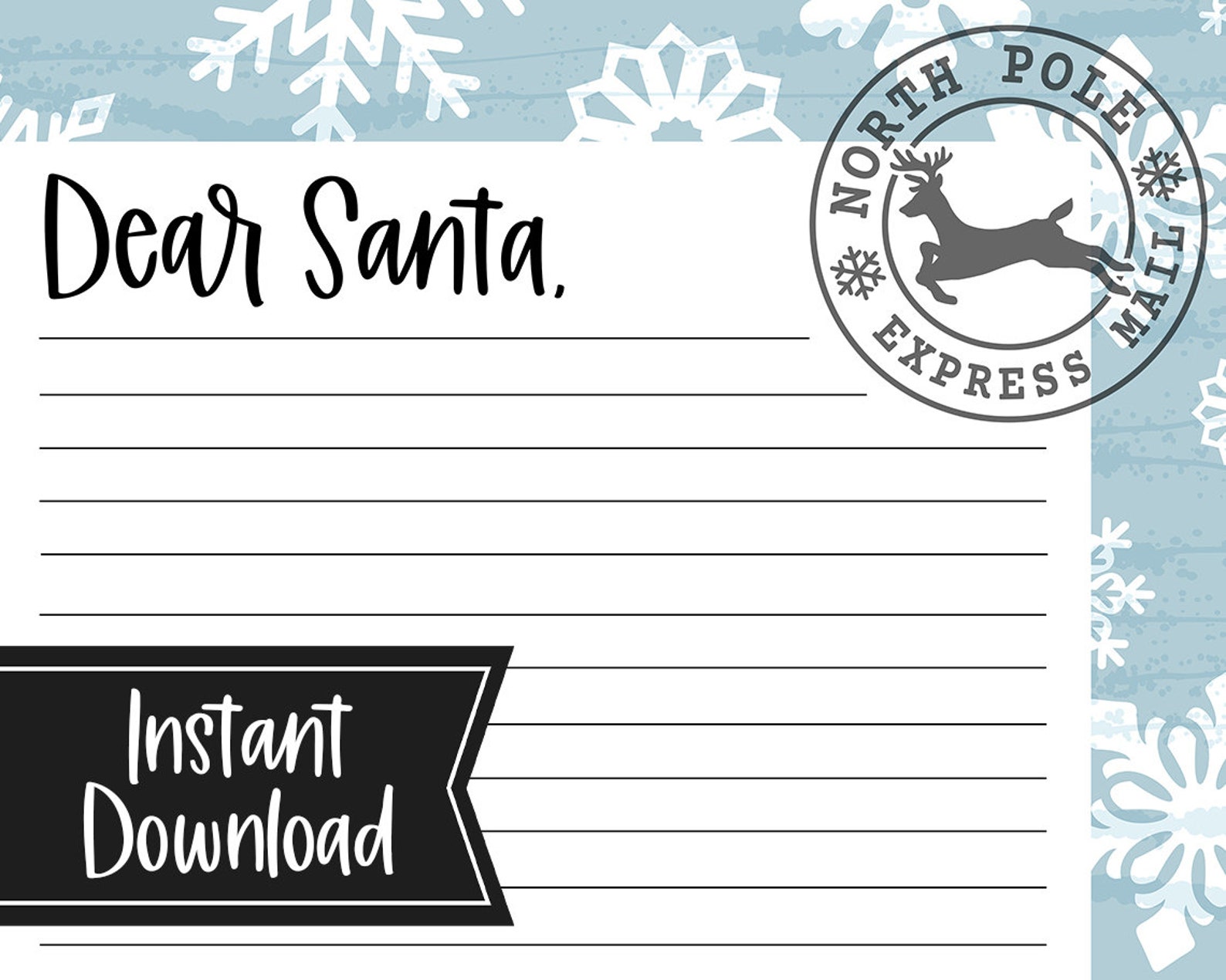 Letter to Santa Christmas Letter for Kids Digital Download - Etsy
