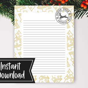 Printable Christmas Writing Paper – Yellow Holiday Tree Stationery PDF ...