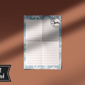 Printable Christmas Writing Paper – Blue Snowflake Holiday Stationery ...
