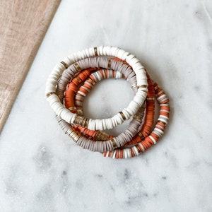 Gold Disc Stretch Bracelets L Heishi Gold Disc Bracelets L Heishi Disc Stacking Bracelets L ...