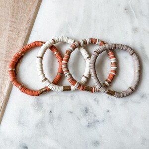 Gold Disc Stretch Bracelets L Heishi Gold Disc Bracelets L Heishi Disc Stacking Bracelets L ...