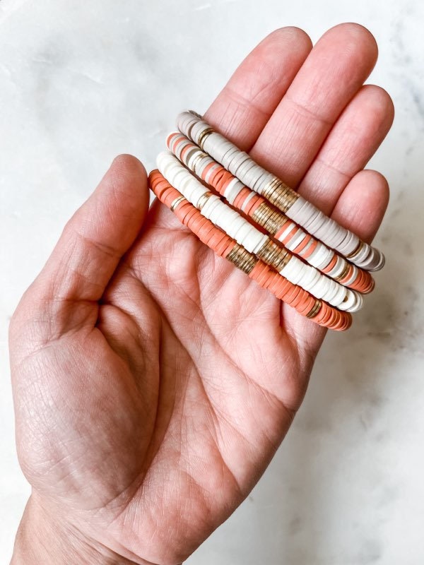 Gold Disc Stretch Bracelets L Heishi Gold Disc Bracelets L Heishi Disc Stacking Bracelets L ...