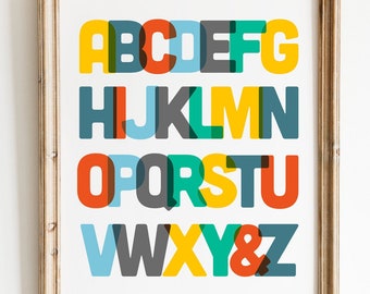 ABC Nursery Wall Art Printable ABC Poster Homeschool Wall Decor Nursery ...