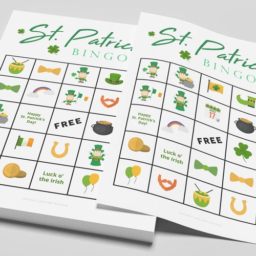 St Patrick's Day Printable BINGO Game Shamrock Print | Etsy