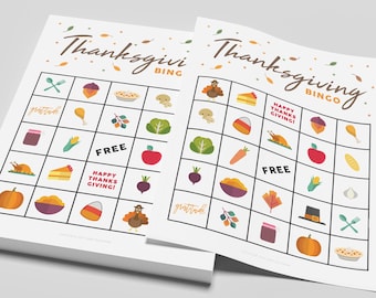 EASY PRINT Thanksgiving Bingo Cards digital File 40 Cards - Etsy
