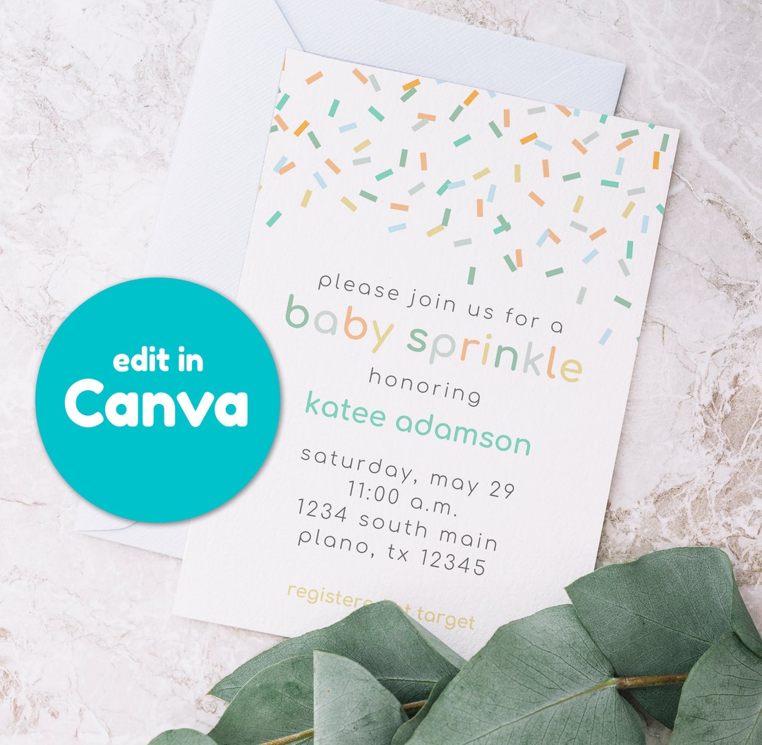 Rainbow Sprinkles Editable Template Baby Shower Invite Rainbow Baby ...