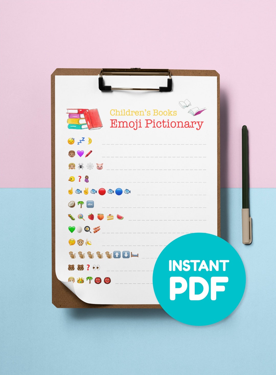 Books for Baby Shower Game Emoji Pictionary Fun Shower Game Shower Book ...