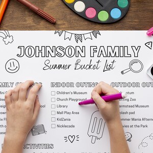 Printable Summer Bucket List Kids Coloring Poster Summer Schedule ...