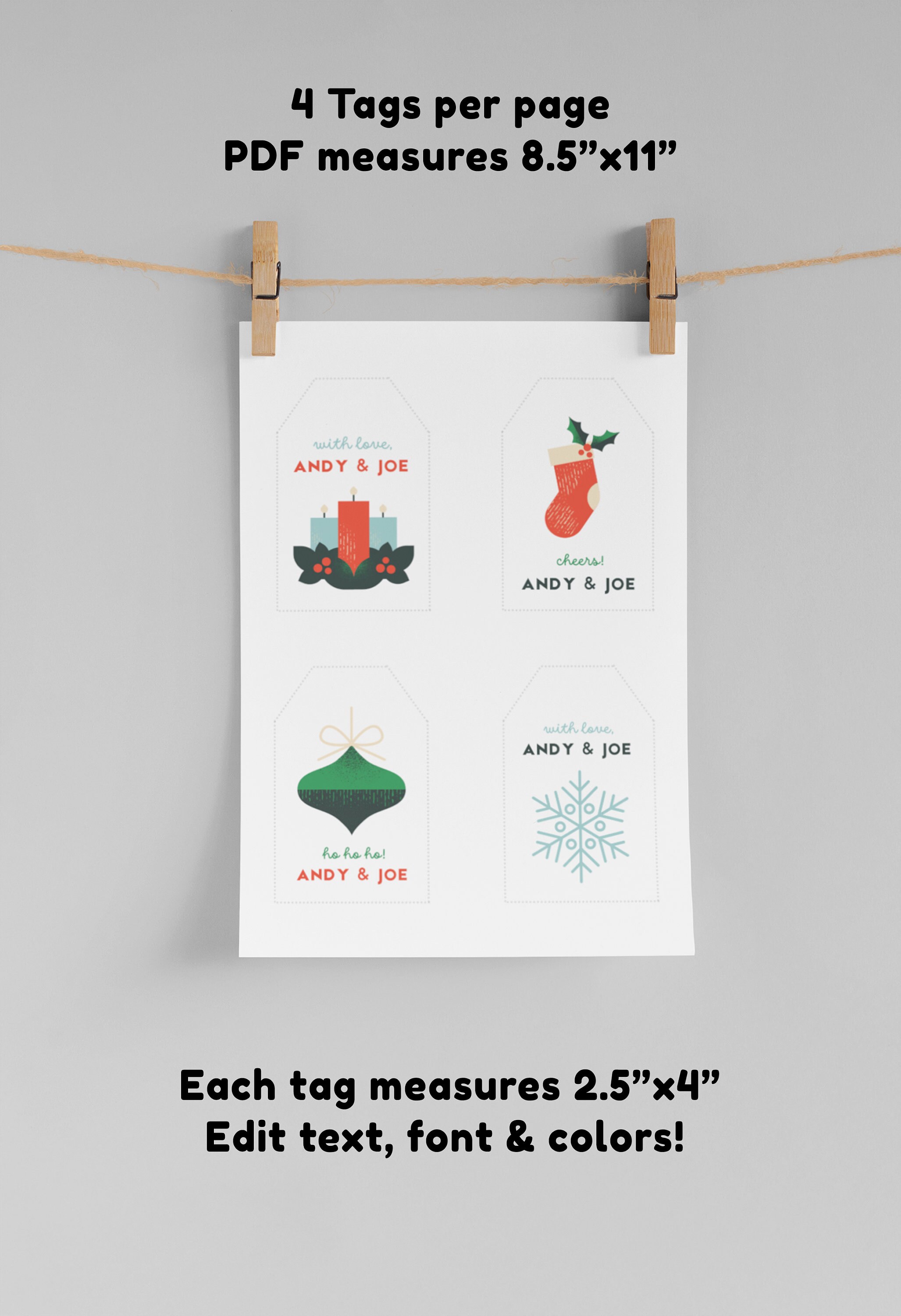 Edit Yourself Tag Canva Gift Tag Xmas Gift Tags Gift Basket - Etsy