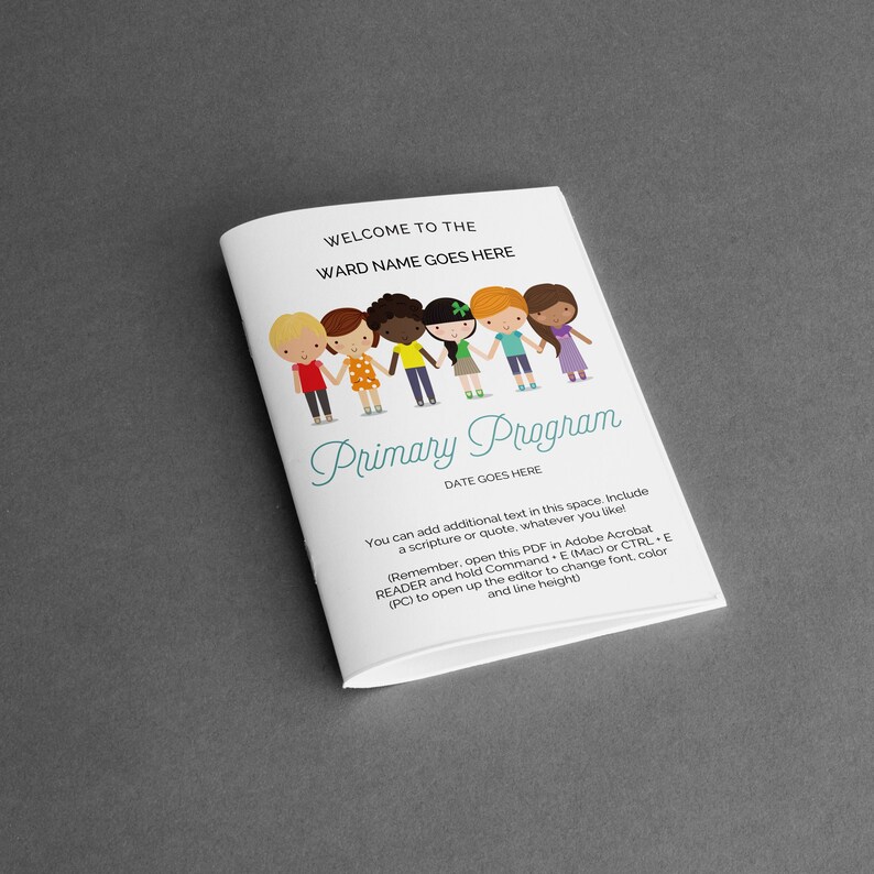 LDS Primary Program Editable Template Edit Yourself PDF LDS | Etsy