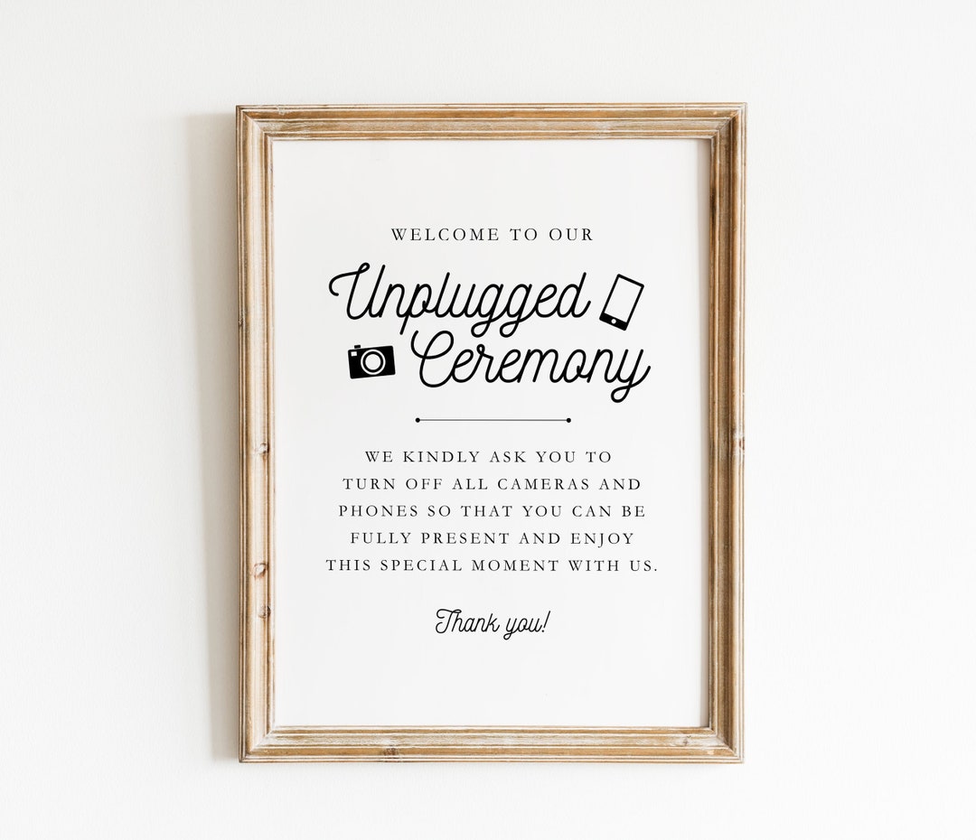 Spring Wedding Program Sign No Cell Phone Sign Unplugged Ceremony ...