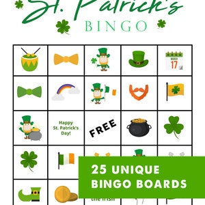 St Patrick's Day Printable BINGO Game Shamrock Print Classroom Game - Etsy