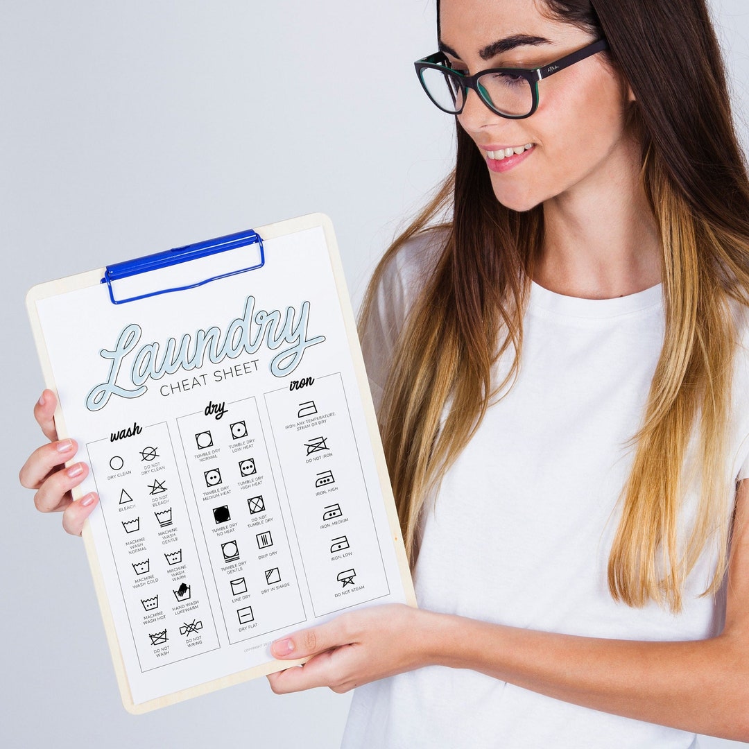 Laundry Cheat Sheet College Dorm Laundry Room Sign Gift for College ...