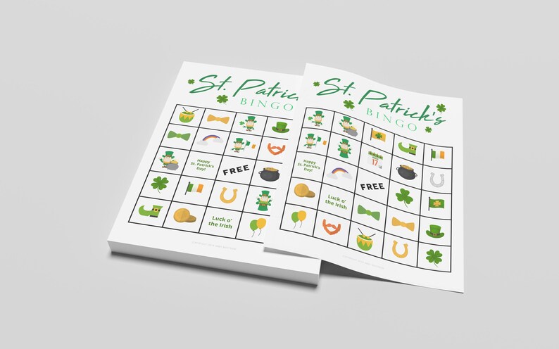 St Patrick's Day Printable BINGO Game Shamrock Print | Etsy