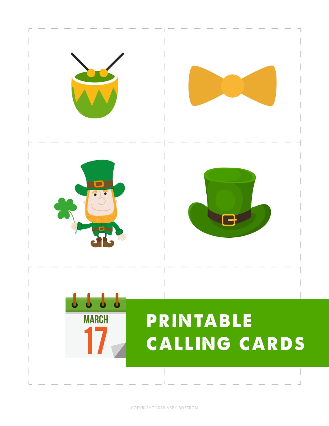 St Patrick's Day Printable BINGO Game Shamrock Print | Etsy