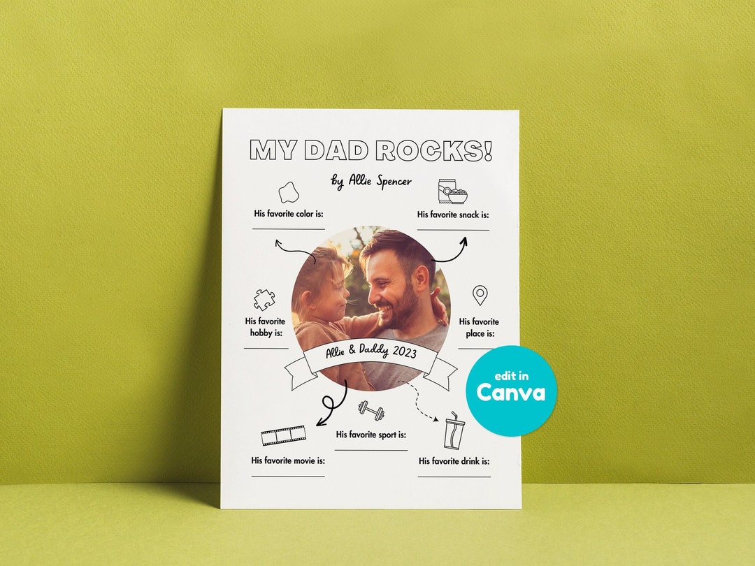 All About My Dad Interview Printable, DIY Gift for Dad, All About My ...
