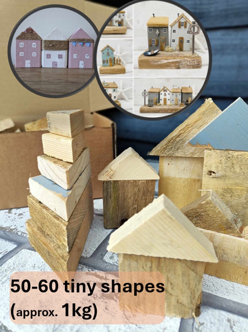 Rustic Wooden Blocks Tiny House Shapes DIY Crafts Zero Waste - Etsy