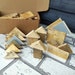 45-50 Pieces Wooden Blocks Triangle Square Shapes Tiny Houses Plaques ...