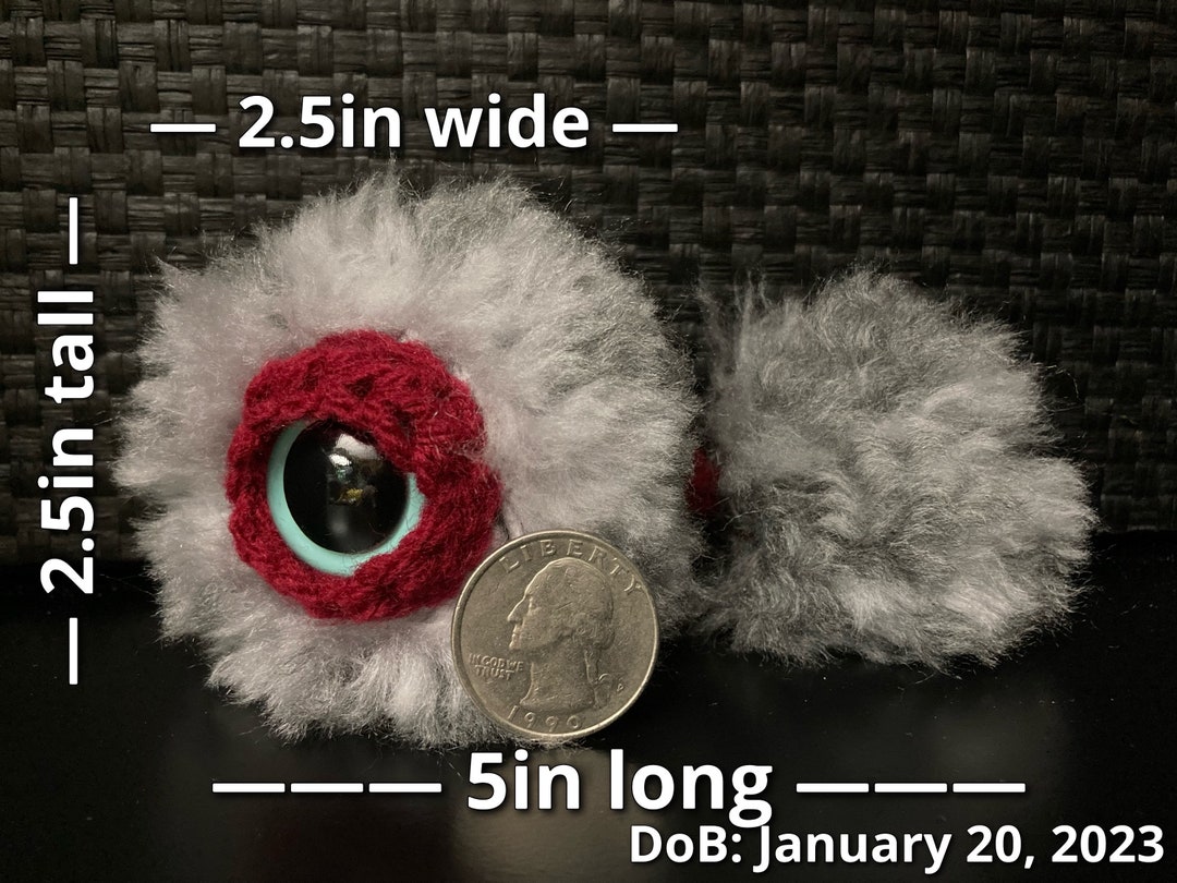Tiny Red Gray Eye Peep Creepy and Cute Fuzzy Cuddle Bunny Yarn Lovable ...
