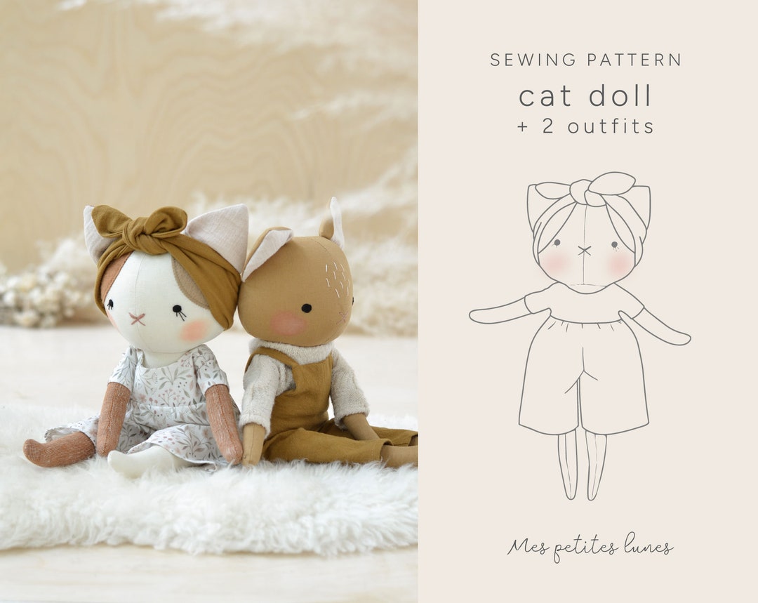 Cat Doll Sewing Pattern PDF 2 Outfits Included english - Etsy