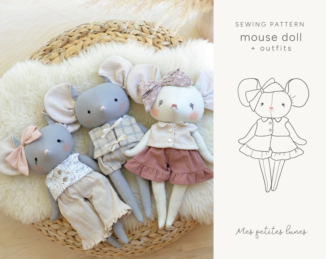 Mouse Doll Sewing Pattern Soft Toy Instant Download Pdf Cuddly - Etsy