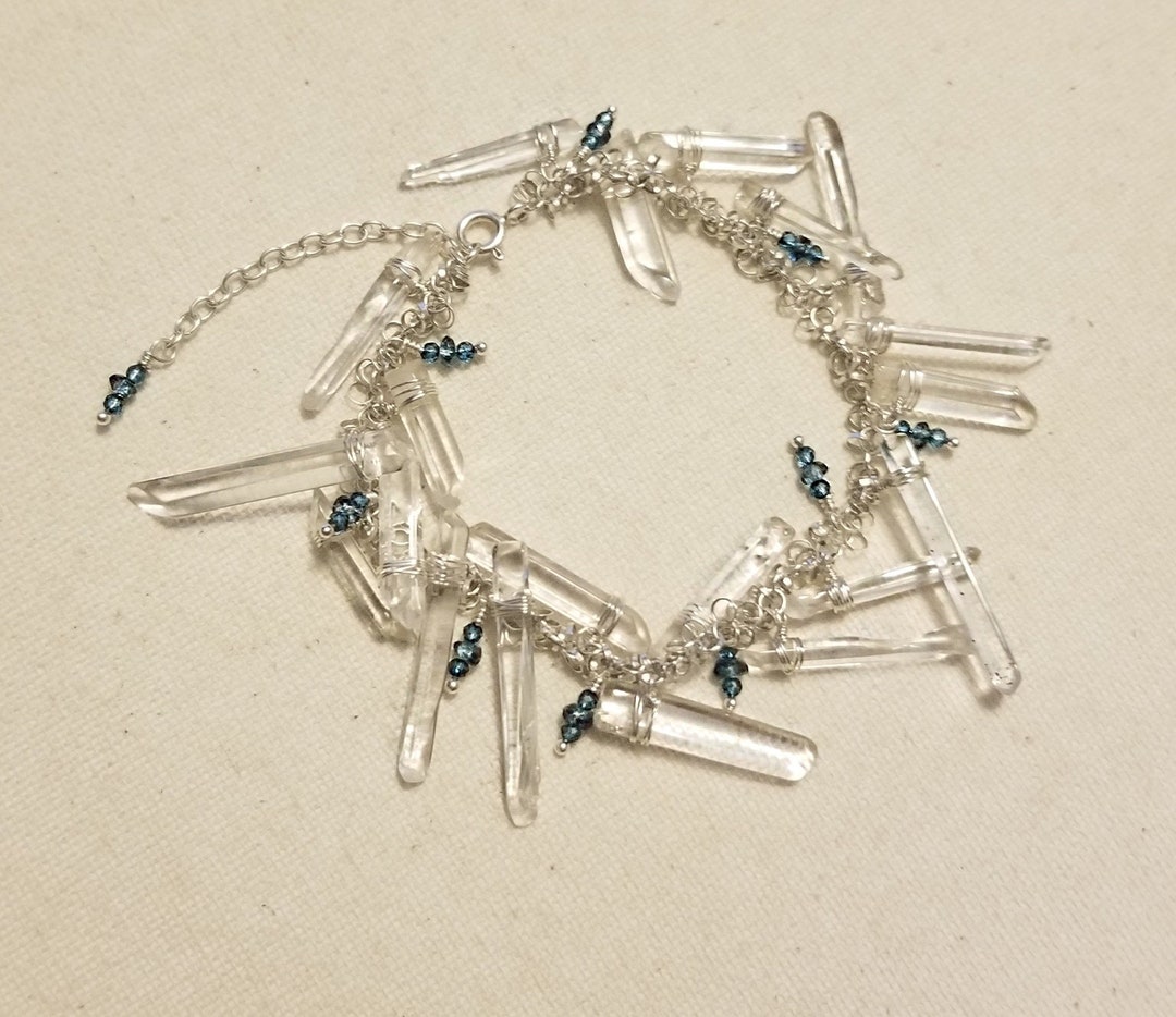 Sterling Silver Bracelet, Ringlet Chain, London Blue Topaz Gemstones ...