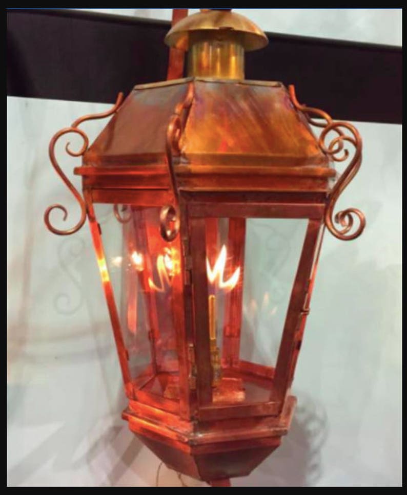 Camelot Copper Gas Electric Lantern Outdoor Light Fixture Chandelier ...