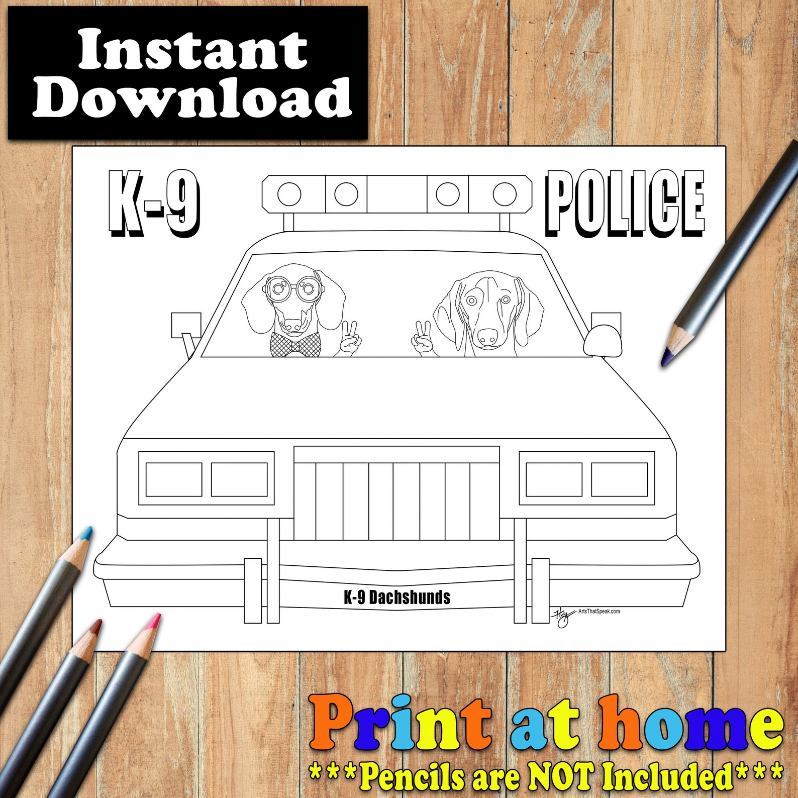 2 K-9 Police Coloring Sheets Instant Download. Chihuahua Coloring Pages ...