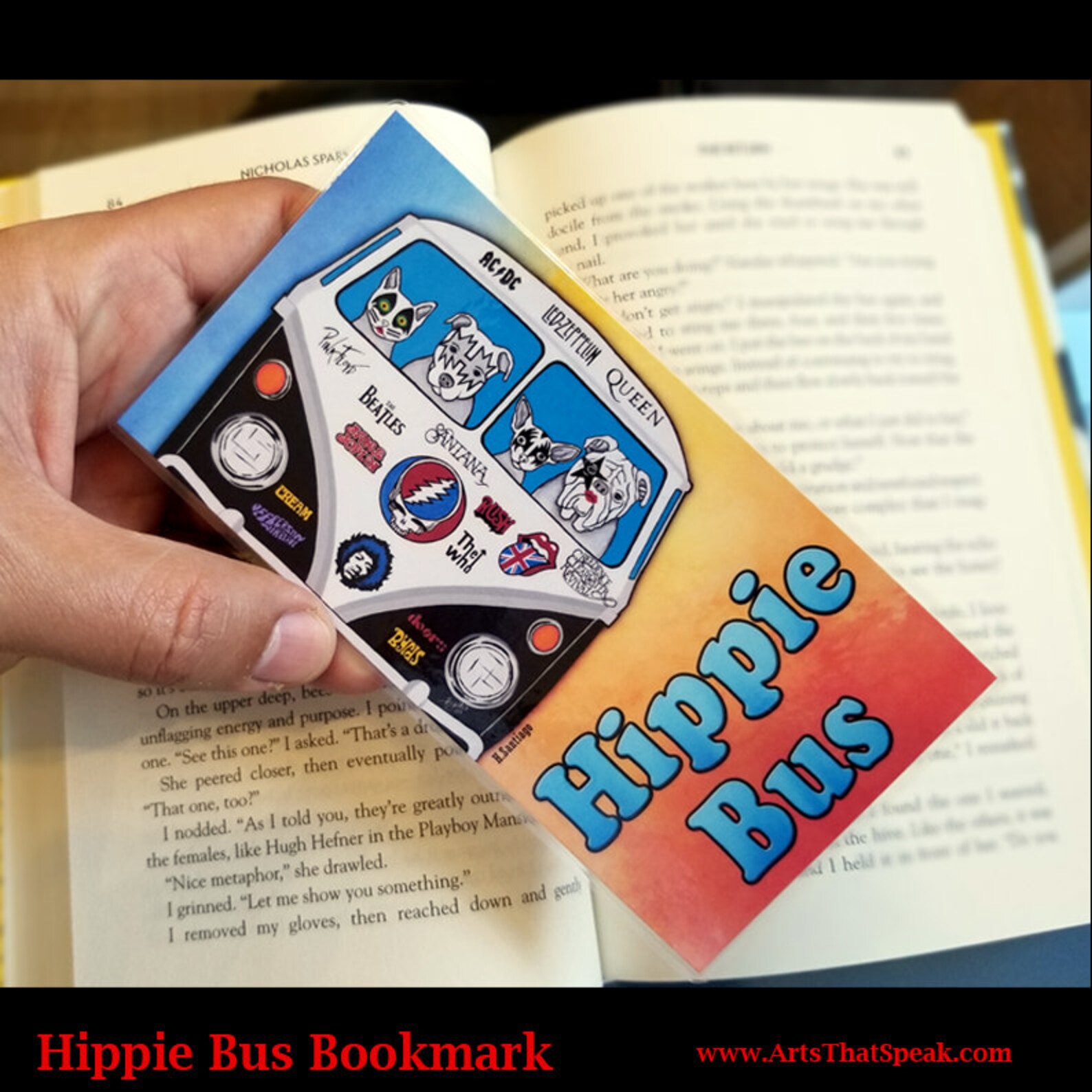 Hippie VW Bus Laminated Bookmark Art in a Bookmark for Book | Etsy
