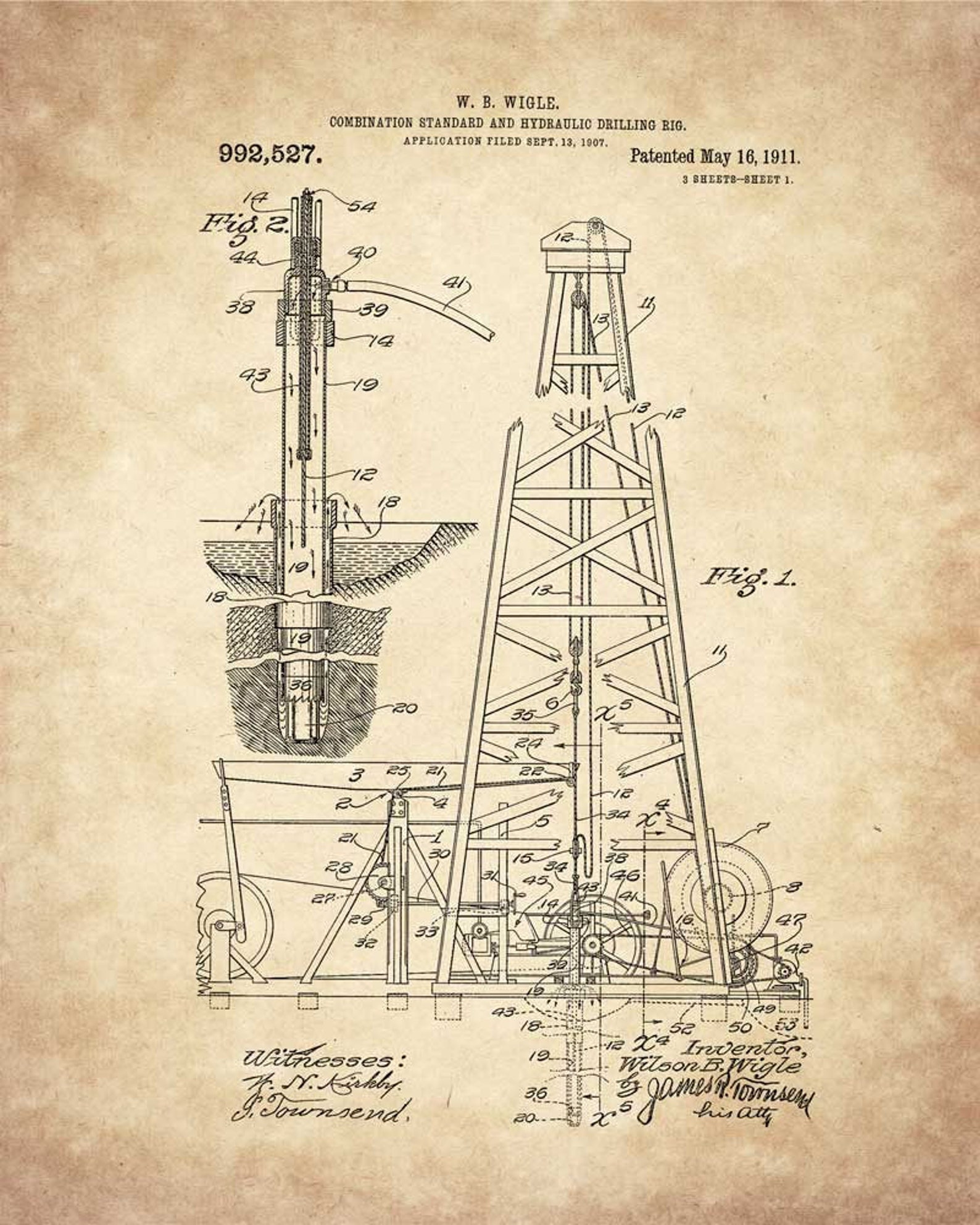Oil Rig Patent Print Wall Art Set of 4 Industrial Art Texas - Etsy