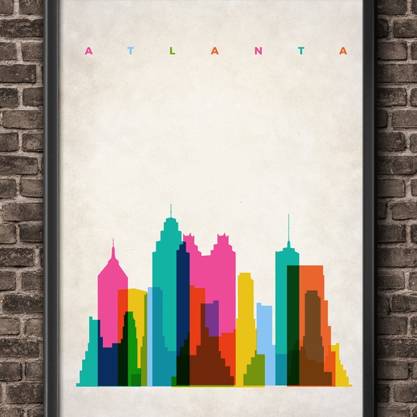 Atlanta Skyline Art Poster - Etsy