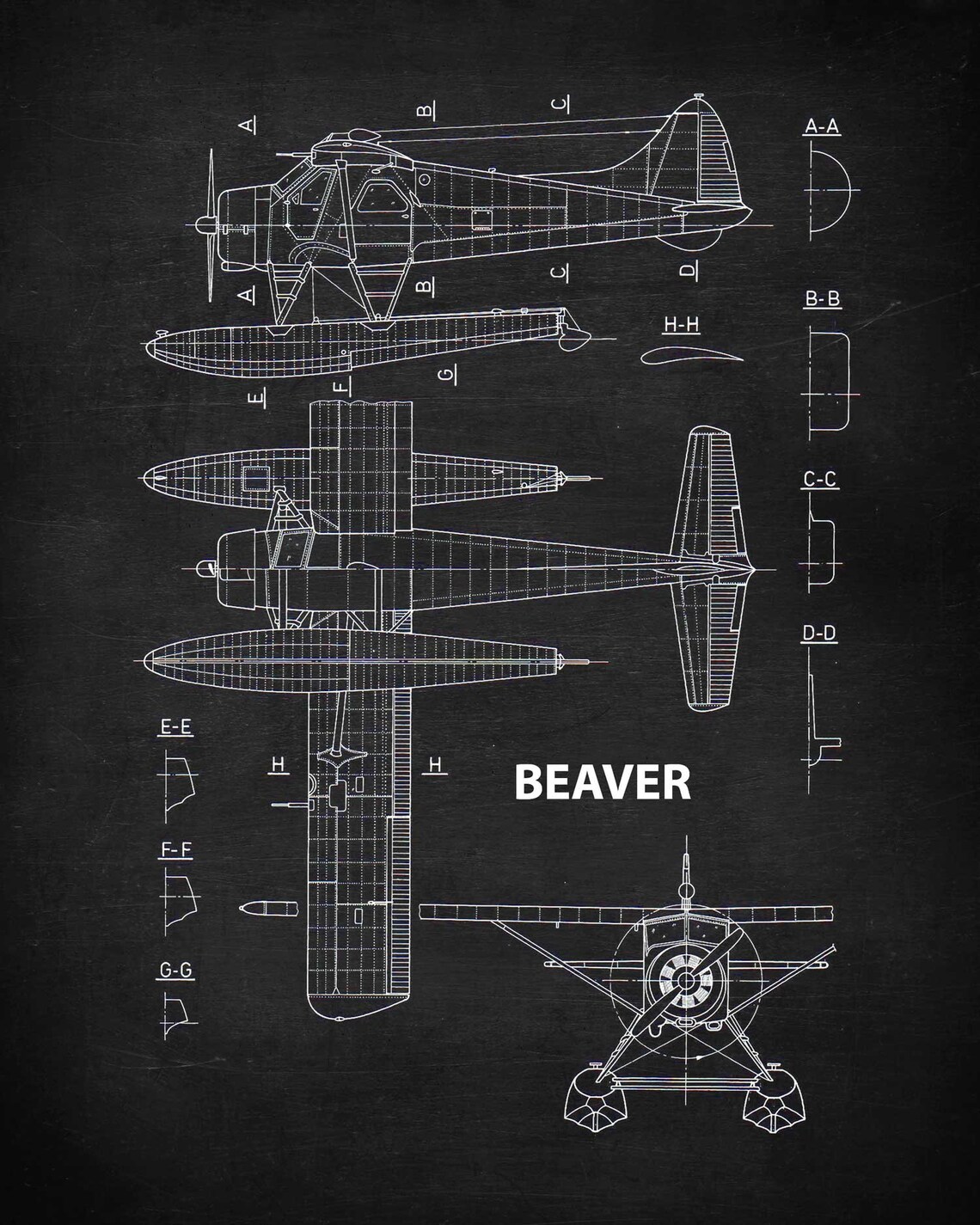 Beaver Airplane Print Aviation Art Aircraft Airfoil Wing | Etsy