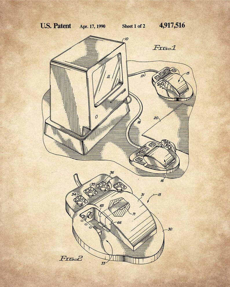 Computer Mouse Patent Wall Art Computer Room Home Decor IT - Etsy
