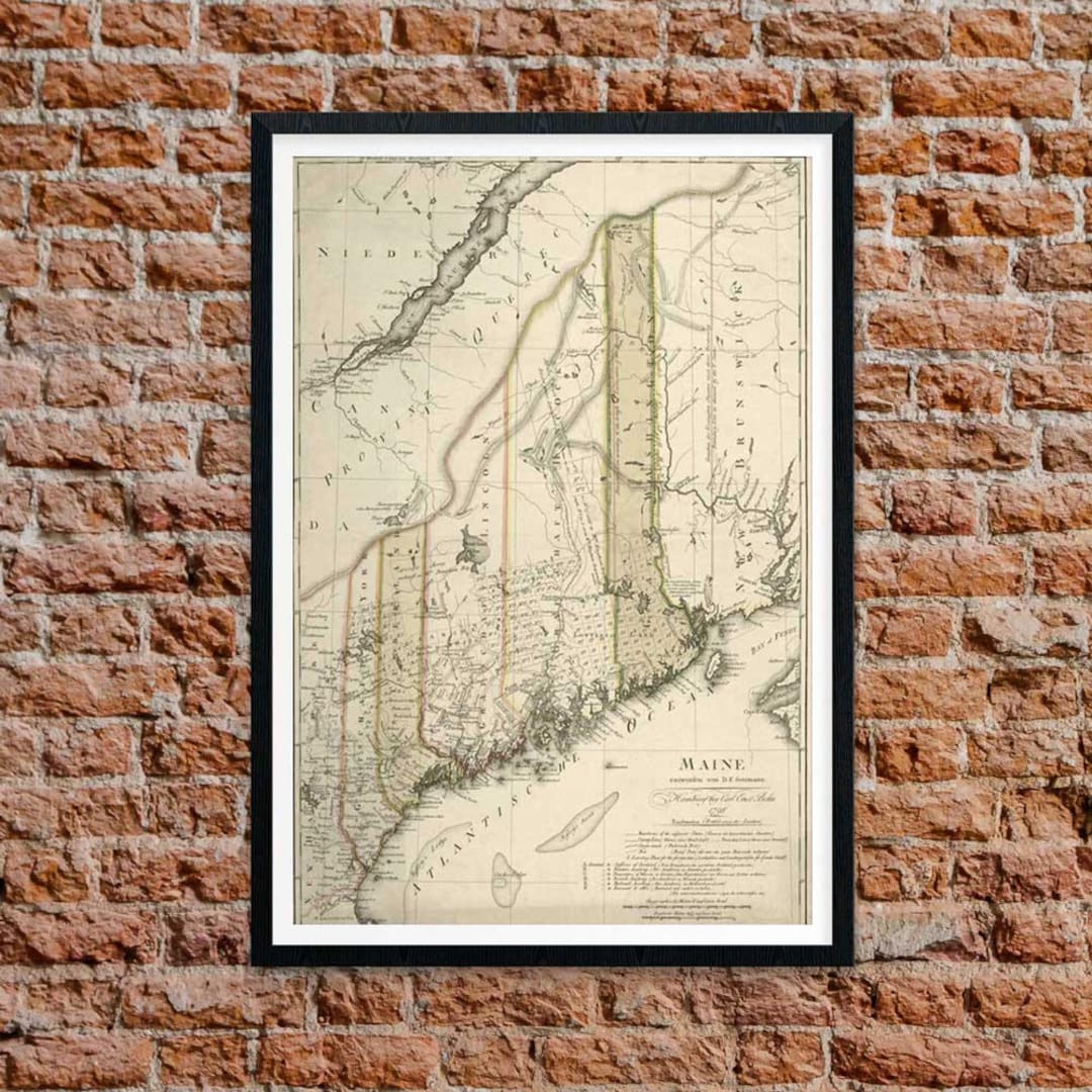 Map of Maine, 1798, Maine Map, Old Maine Map, Vintage Maine Map, Old ...