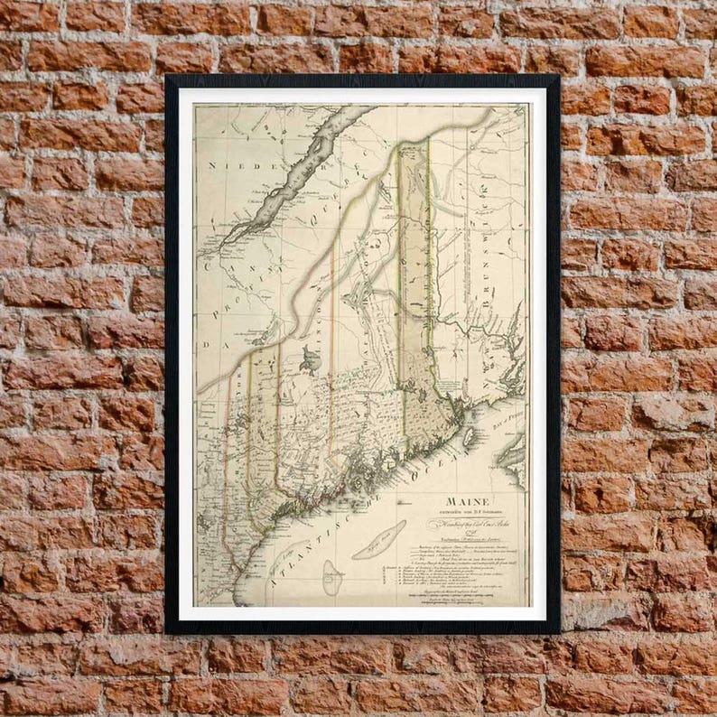Map of Maine, 1798, Maine Map, Old Maine Map, Vintage Maine Map, Old ...