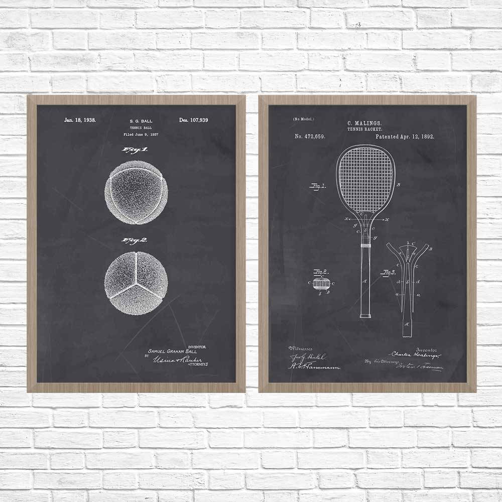 Tennis Poster Tennis Patent Set of 2 Inventions of Tennis | Etsy