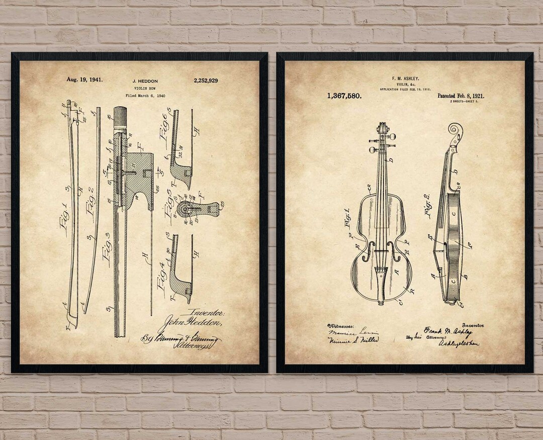 Violin, Music Prints, Set of 2, Musical Instruments, Violin Art, Music ...