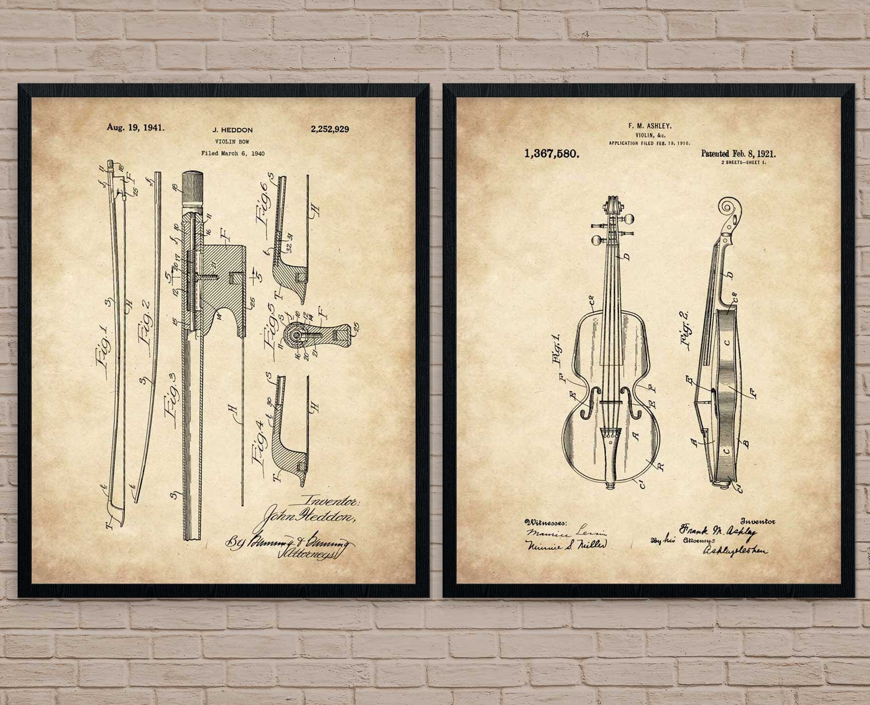 Violin Music Prints Set of 2 Musical Instruments Violin - Etsy