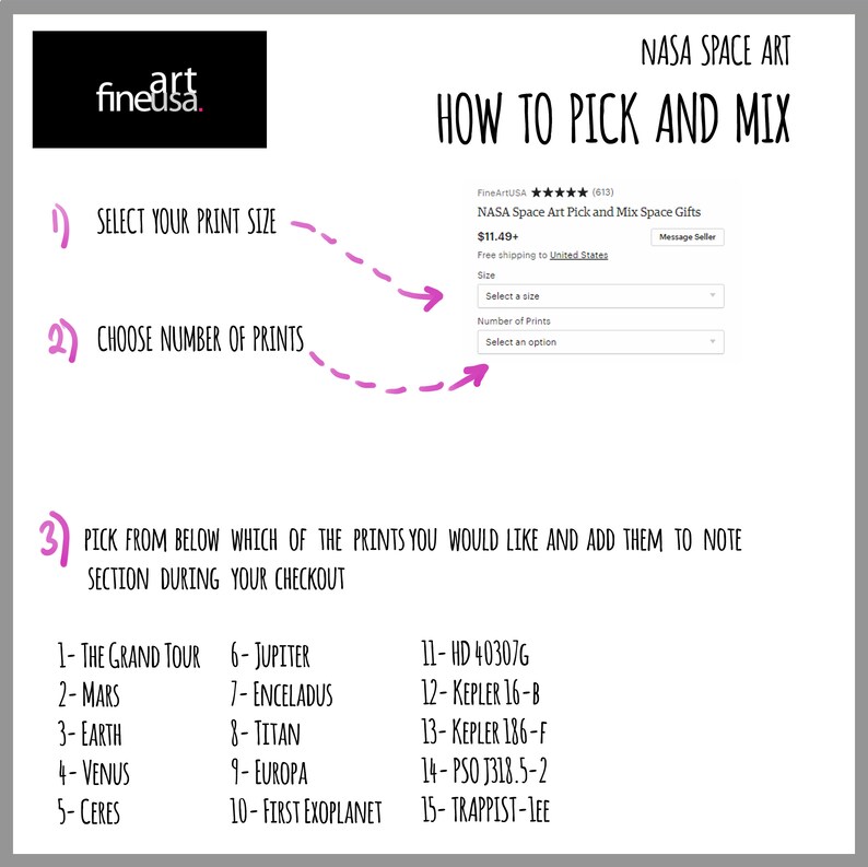 NASA Space Art Pick and Mix Space Gifts - Etsy