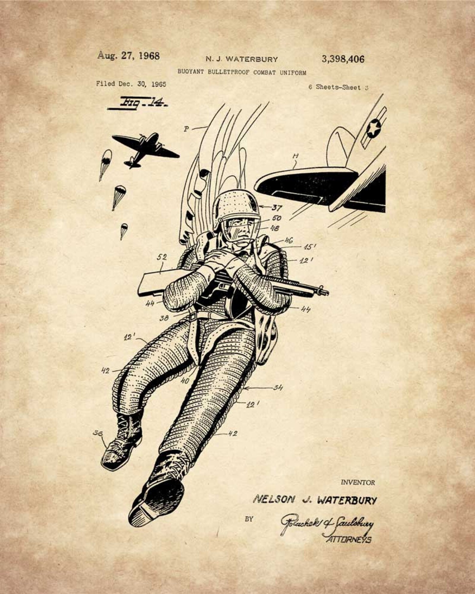 Military Gift Patent Print Set of 2 US Army Airborne - Etsy