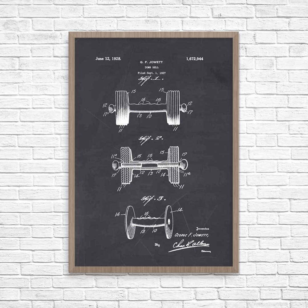 Dumbbell Patent Print, Fitness Poster, Weight Lifting Poster - Gym ...