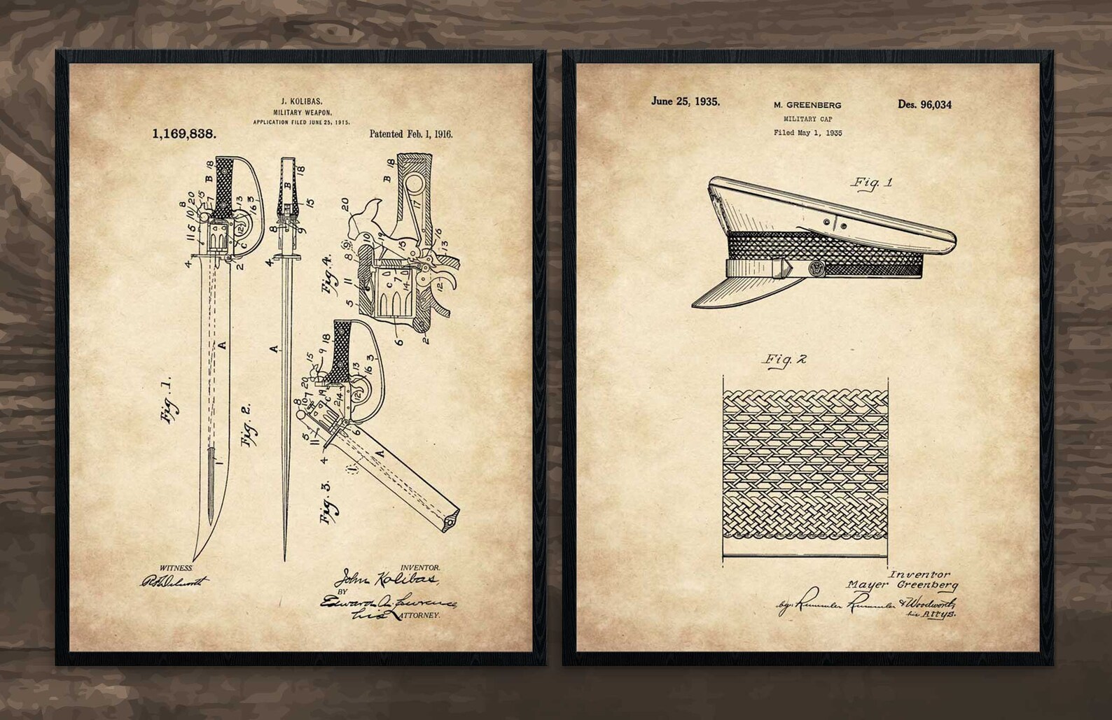 Military Art Set of 2 Patent Print Soldier Gift Blueprint - Etsy