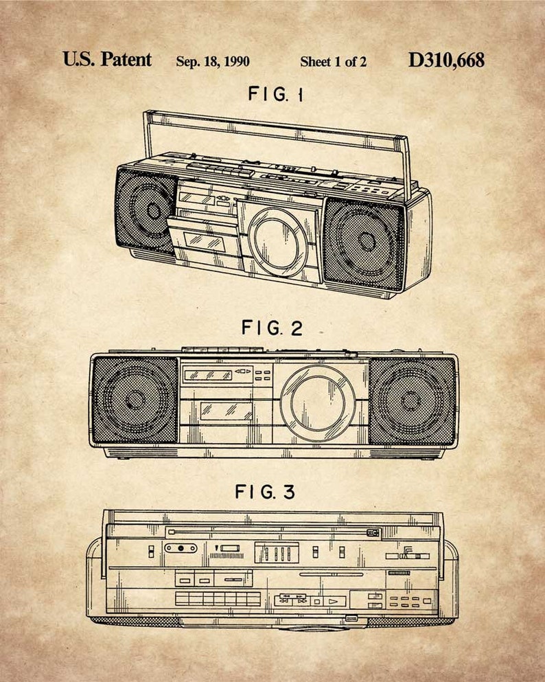 Boom Box Patent Print Art Music Poster Music Lover 80s | Etsy