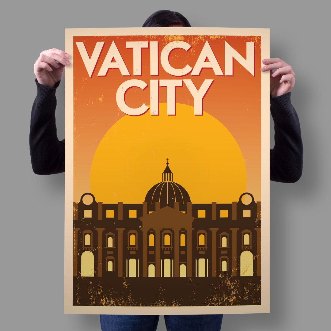 Vatican City Travel Poster, Travel Decor, Cityscape Print, Retro City ...