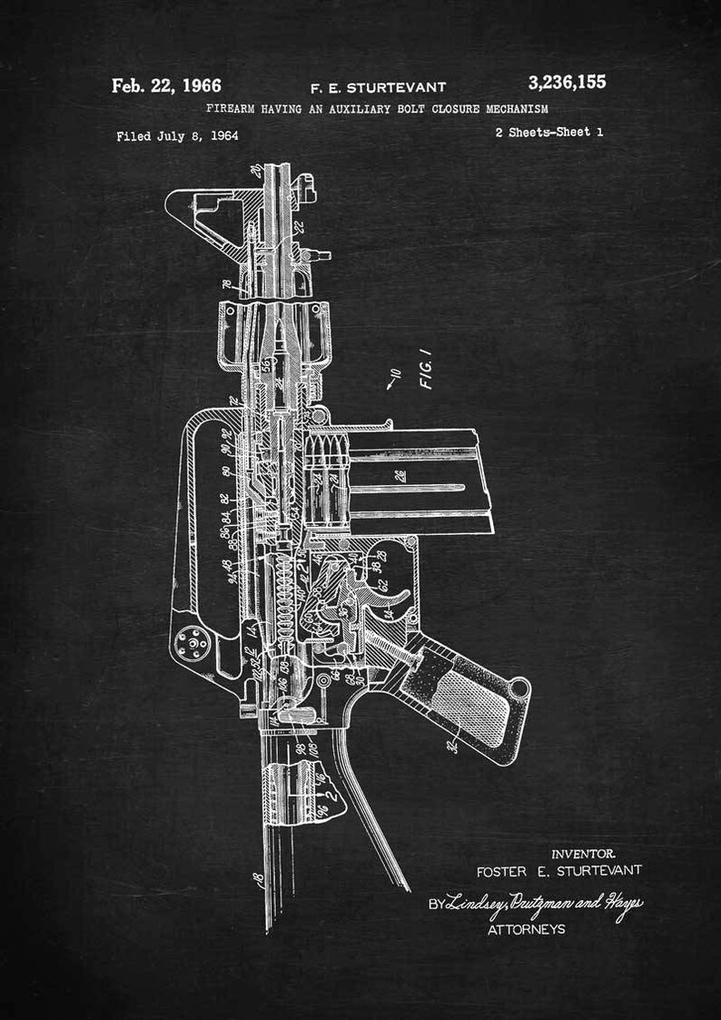 Ar 15 Patent Print Gun Art AR 15 Art AR 15 Decor Machine - Etsy