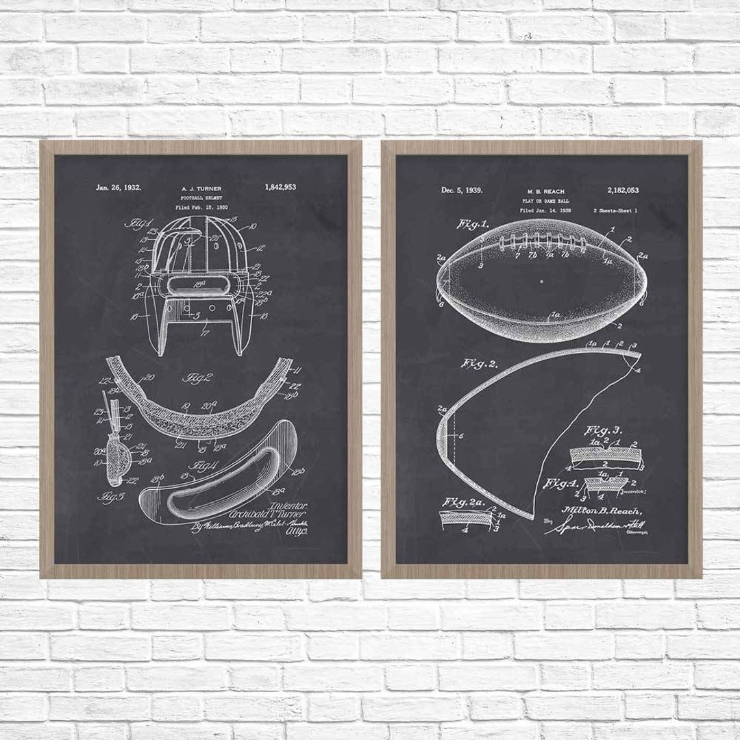 Football Poster, Football Patent Set of 2, Inventions of Football ...
